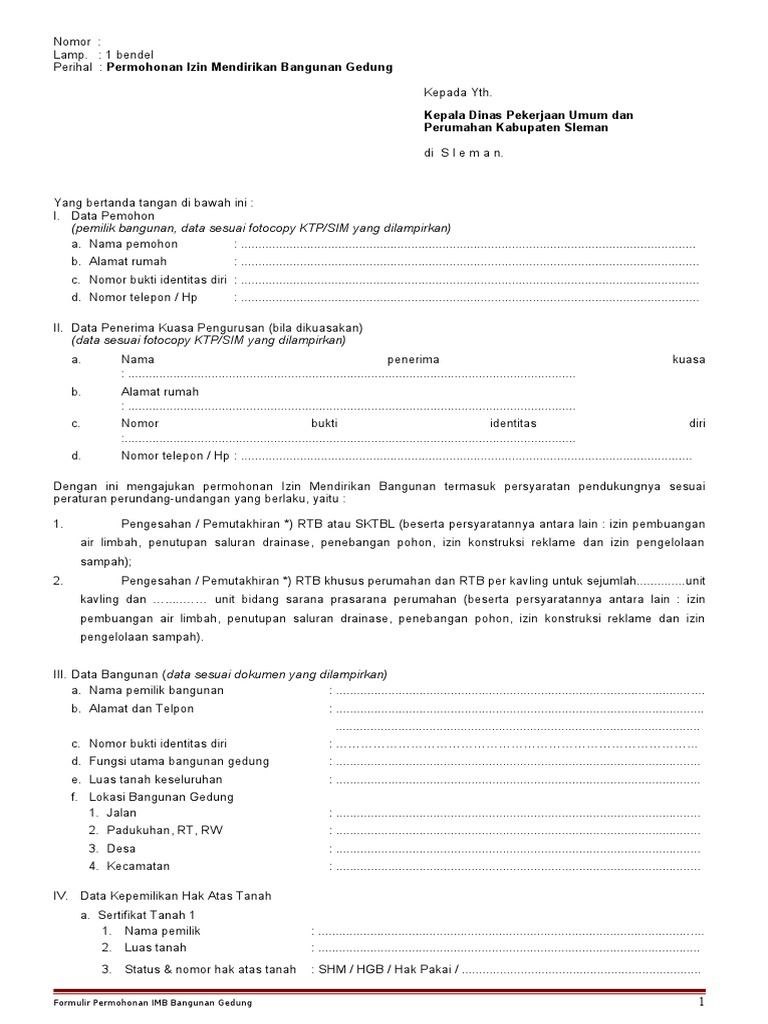 Formulir IMB | PDF | Teknologi & Rekayasa