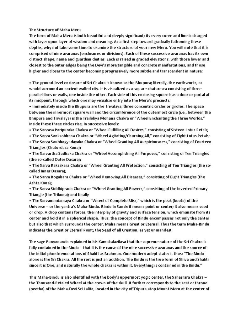 The Structure of Maha Meru | PDF | Hindu Theology | Indian Religions