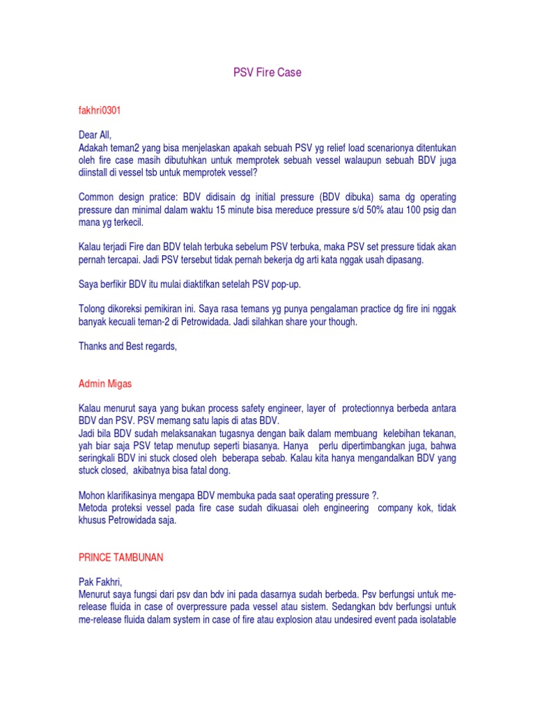 PSV Fire Case | PDF