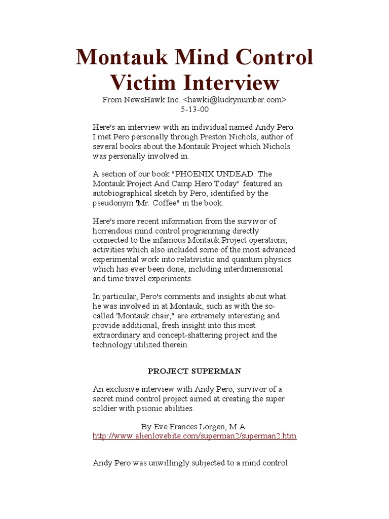 Montauk Mind Control | PDF | Mind | Alien Abduction