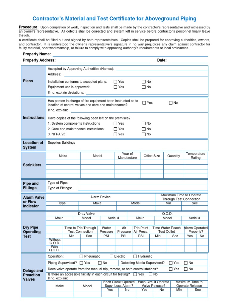 ContractorsAbovegroundPiping PDF | PDF | Fire Sprinkler System | Valve