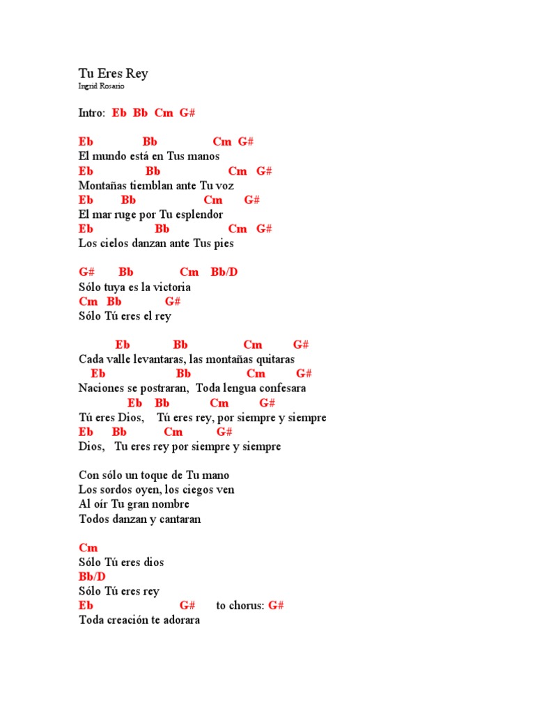 Tu Eres Rey Acordes - Ingrid Rosario | PDF | Entretenimiento (general)