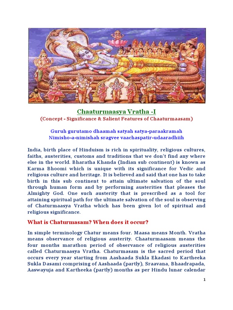 CHAATURMAASYA VRATHA (Concept-Significance & Austerities) | PDF ...