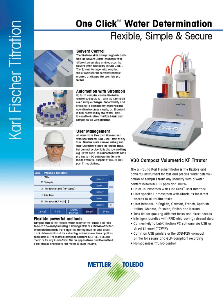 V30 Compact Volumetric KF Titrator | PDF | Usb | Titration