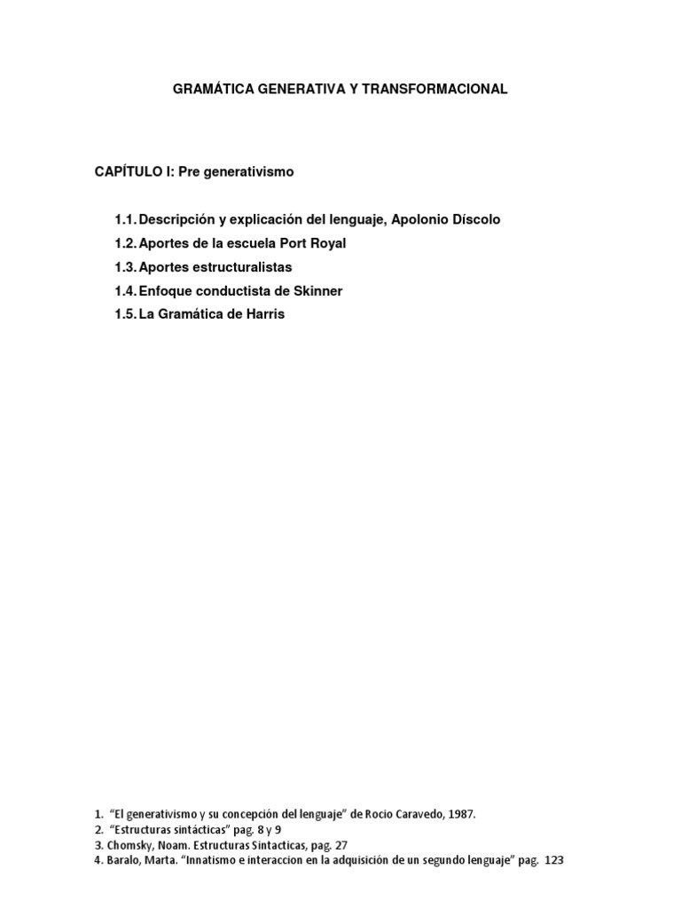 Gramática Generativa y Transformacional | PDF | Noam Chomsky | Oración ...