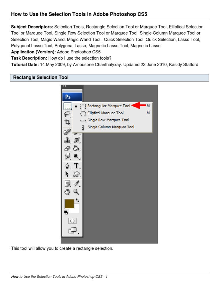 Mastering Photoshop CS5 Selection Tools | PDF | Career & Growth | Computers