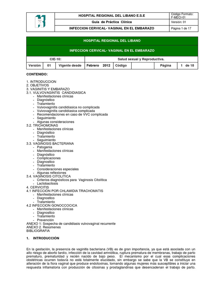 GPC Vaginitis y Embarazo | PDF | Candidiasis | Infección transmitida ...