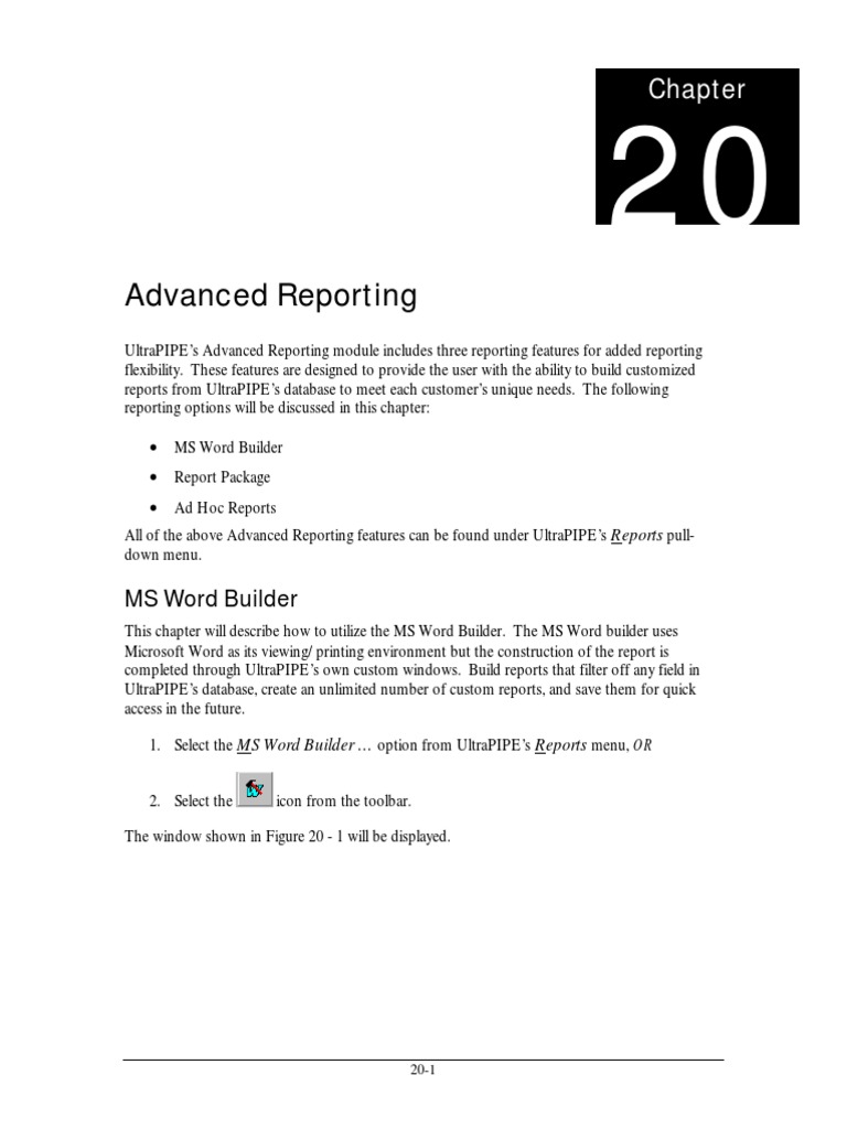 Chap 20 - Advanced Reporting | PDF | Sql | Microsoft Word