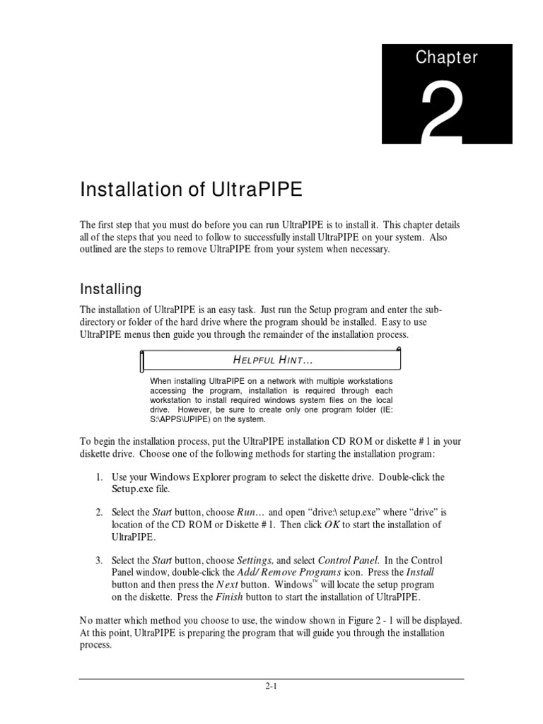 Chap 2 - Installing UltraPIPE | PDF | Installation (Computer Programs ...