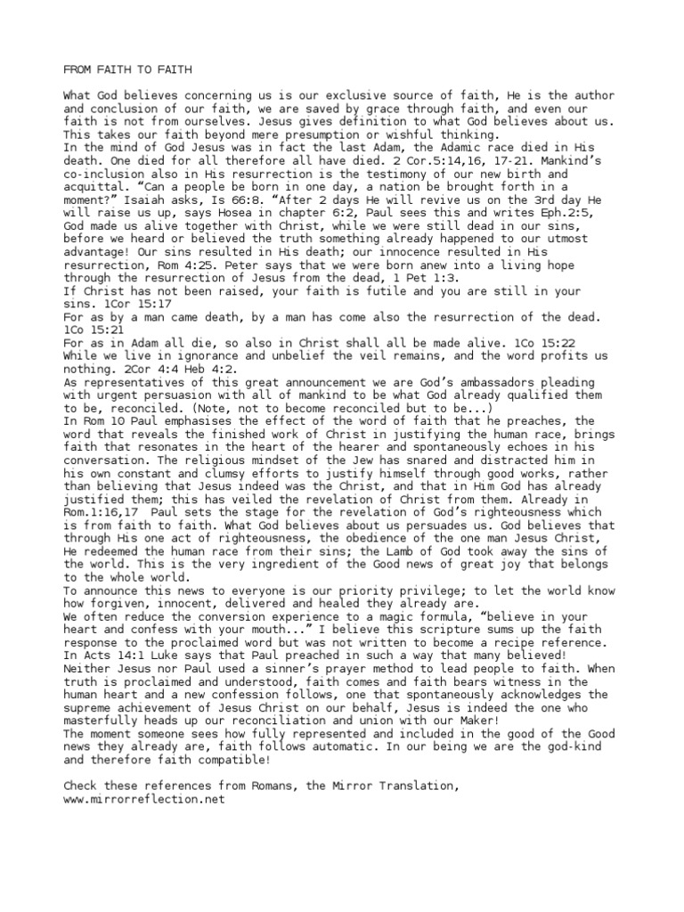 From Faith To Faith | PDF | Faith | Jesus