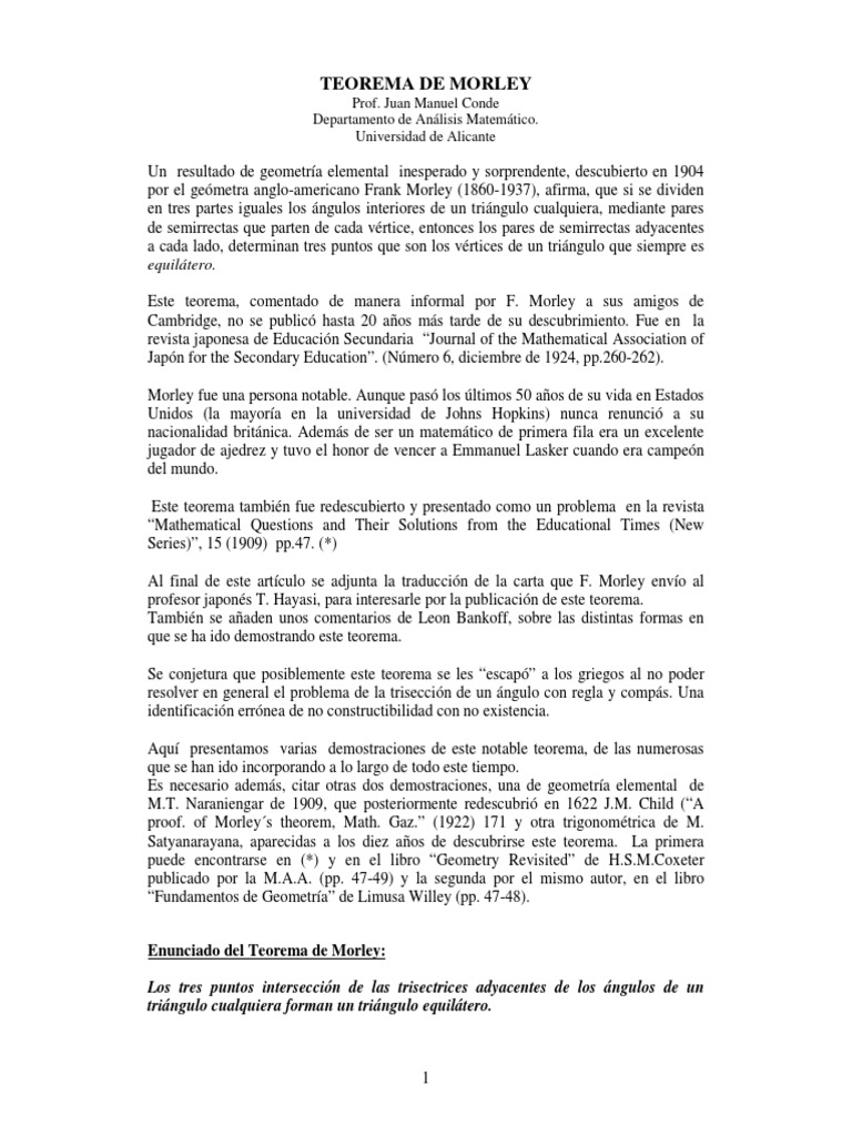 Teorema de Morley 1 | PDF | Triángulo | Tangente