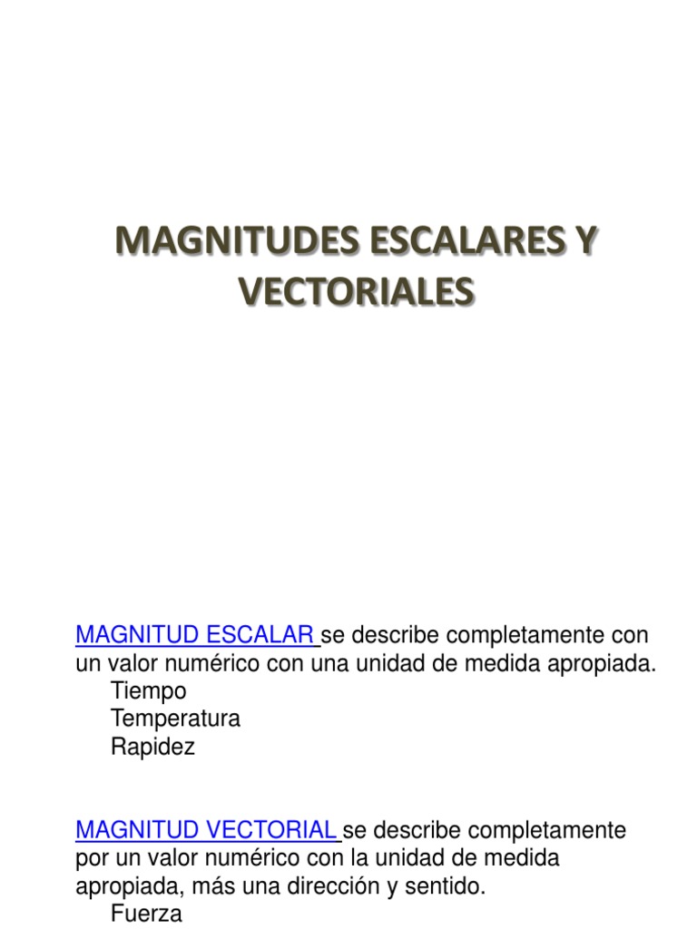 Magnitudes Escalares y Vectoriales | PDF | Vector Euclidiano | Sistema ...