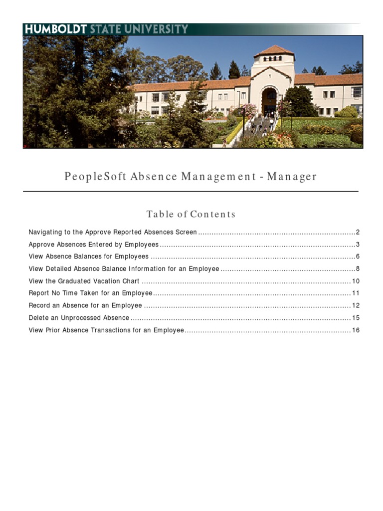 Absence Management Manager | PDF | Software | Computing