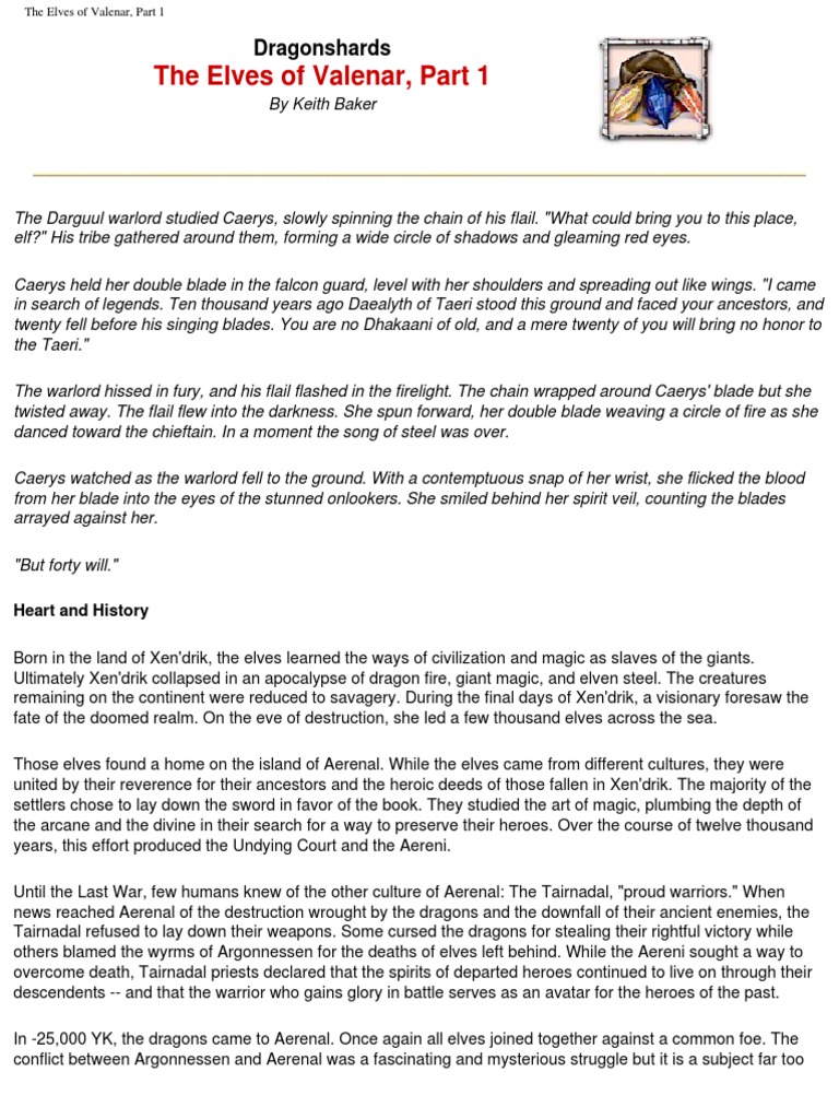 The Elves of Valenar, Part 1: Dragonshards | PDF | Wizards Of The Coast ...