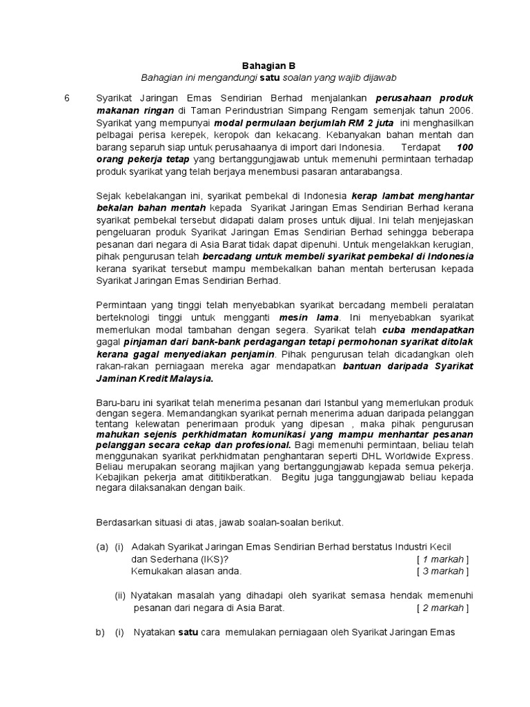 Contoh Kajian Kes Trial Exam 2013 | PDF