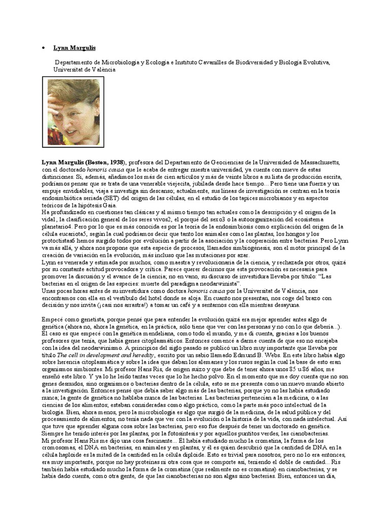 Lynn Margulis - origEN | PDF | Las bacterias | Simbiosis