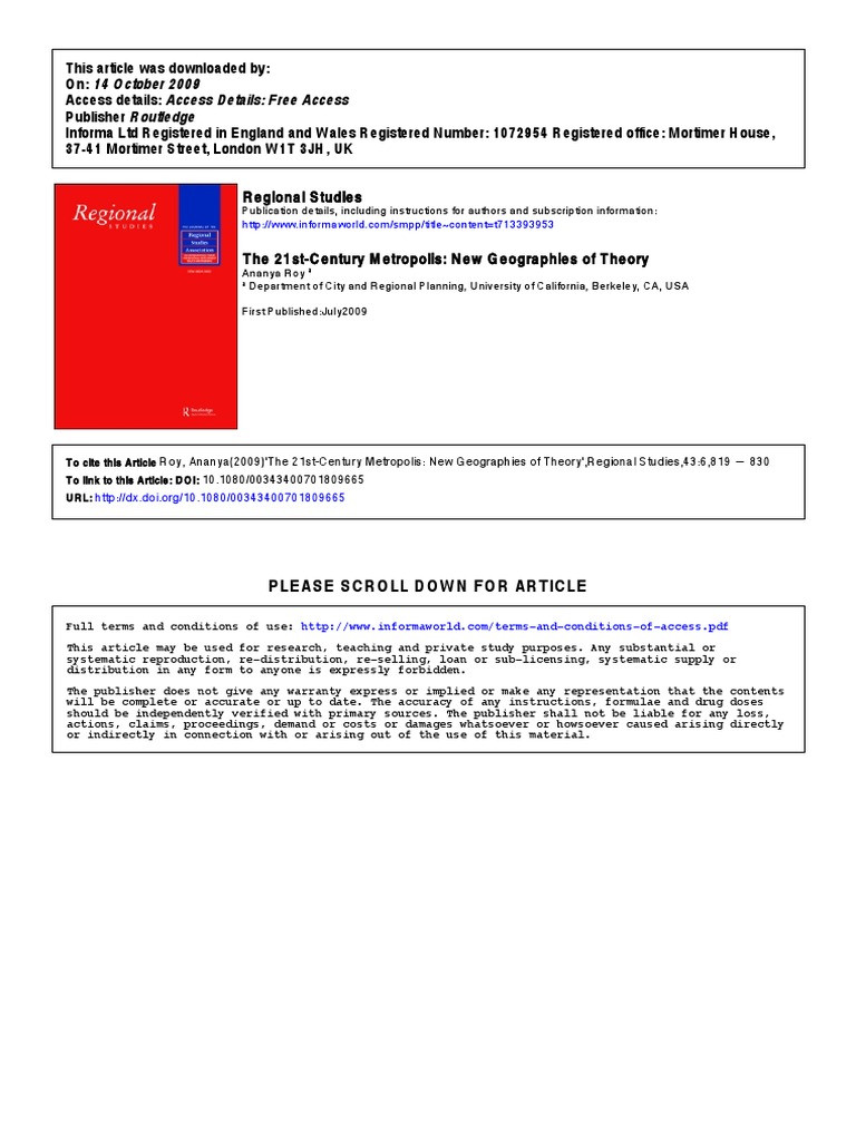 Ananya Roy. Urban Theory. New Geographies of Theory. 2009 | PDF | Space ...