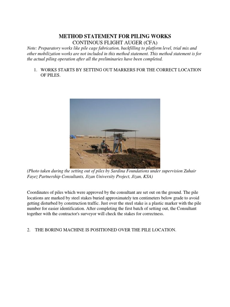 Method Statement for Piling Works | Deep Foundation | Drilling Rig