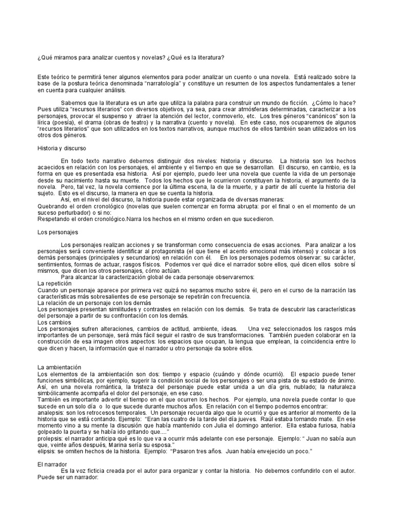 Análisis de Cuentos y Novelas | PDF | Narración | Novelas