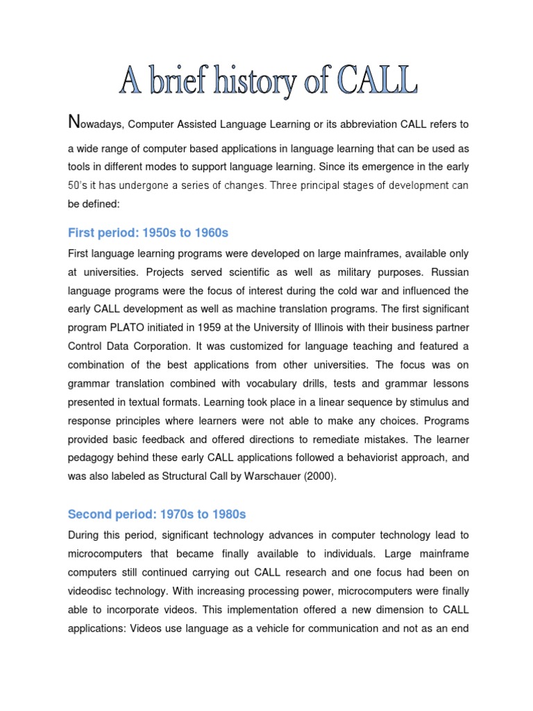 A Brief History of CALL | PDF | Semiotics | Computing