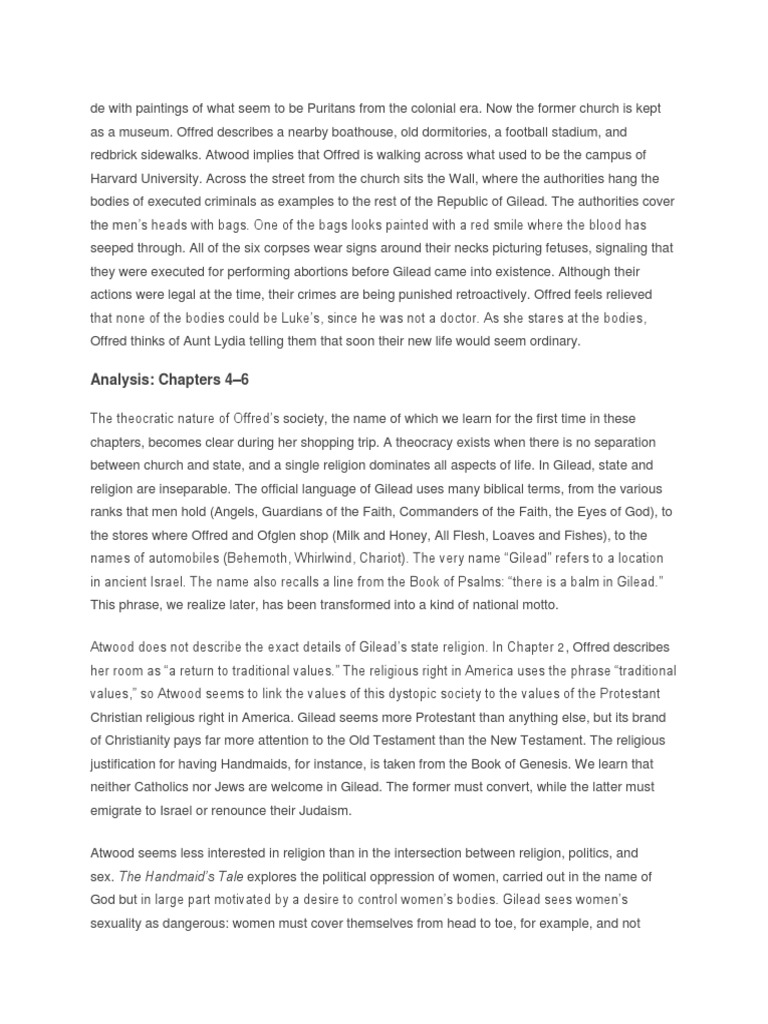 Analysis: Chapters 4 - 6: The Handmaid's Tale Explores The Political ...
