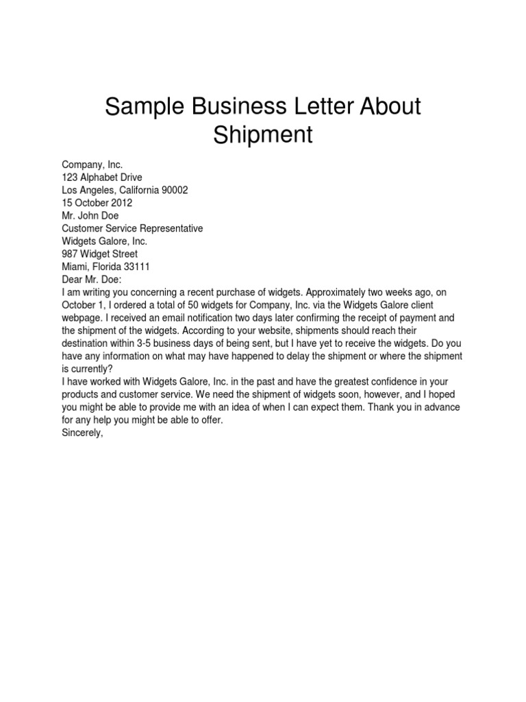 Sample Business Letter About Shipment | PDF | Career & Growth | Law
