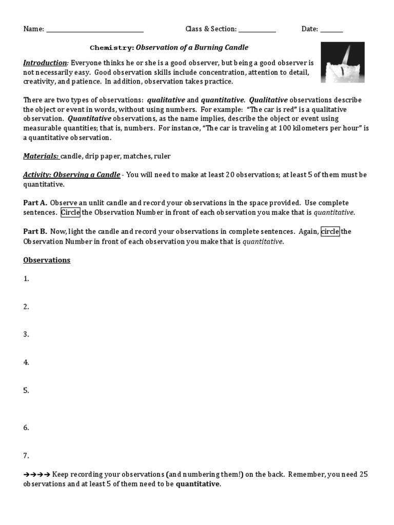 Candle Observation Experiment Guide | PDF | Art