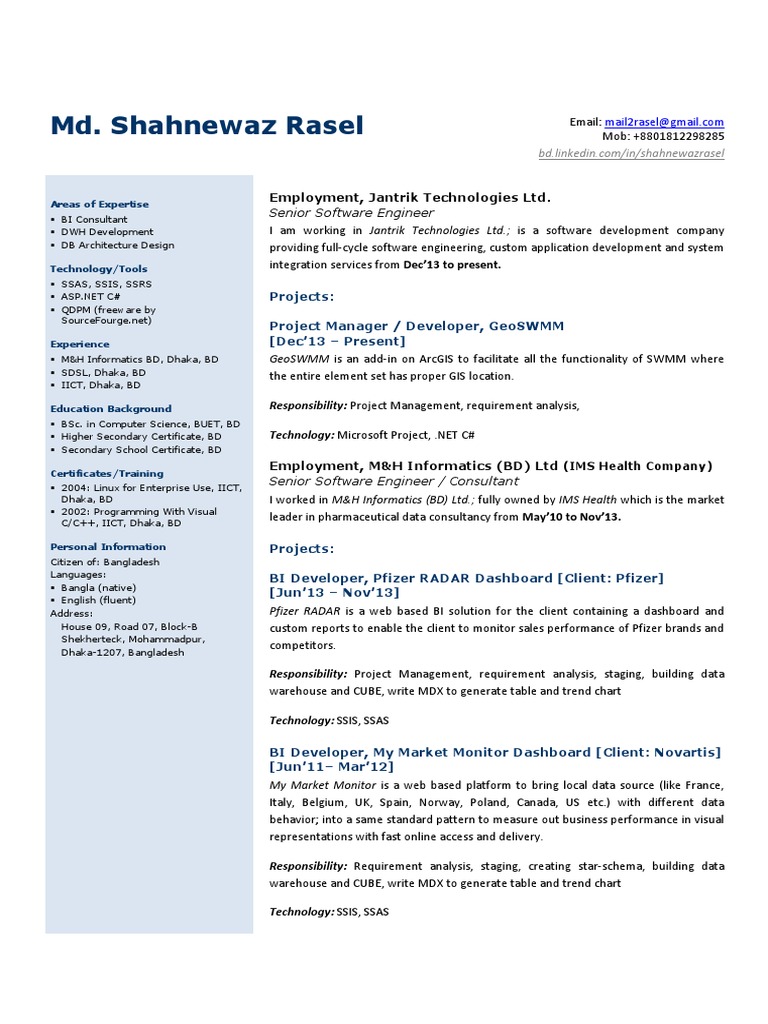 MD Shahnewaz Rasel (CV) | PDF | Arc Gis | Microsoft Excel
