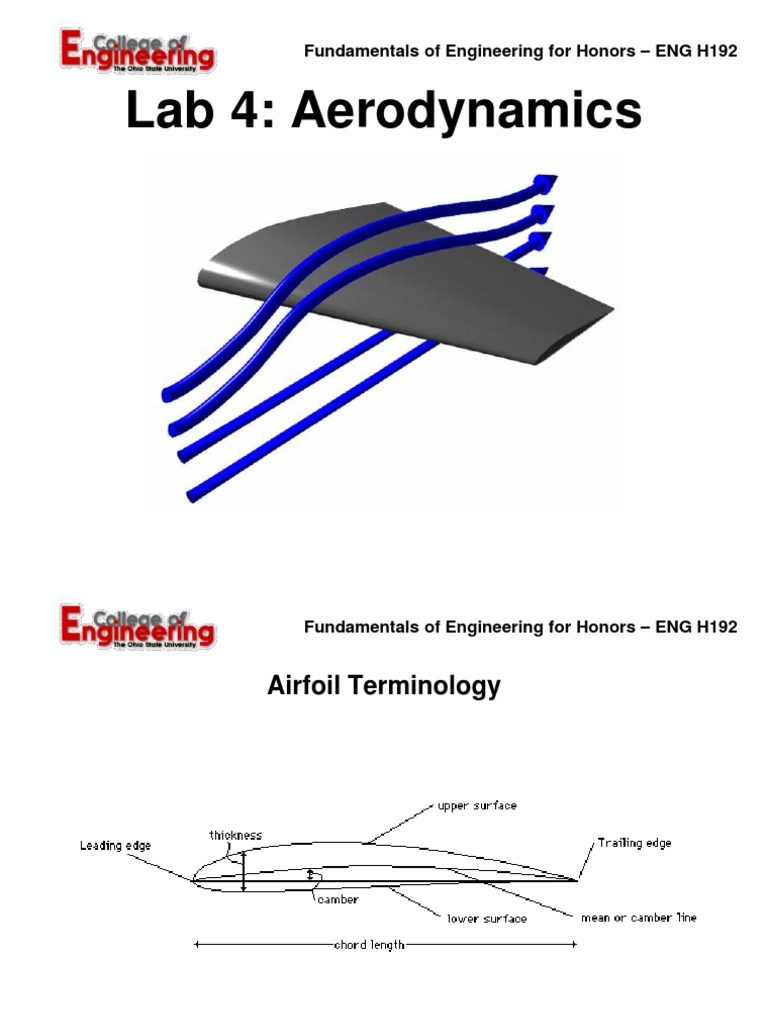 Lab 4: Aerodynamics: Fundamentals of Engineering For Honors - ENG H192 ...