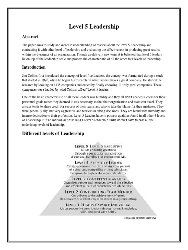 Level 5 Leadership: Different Levels of Leadership | PDF | Social ...