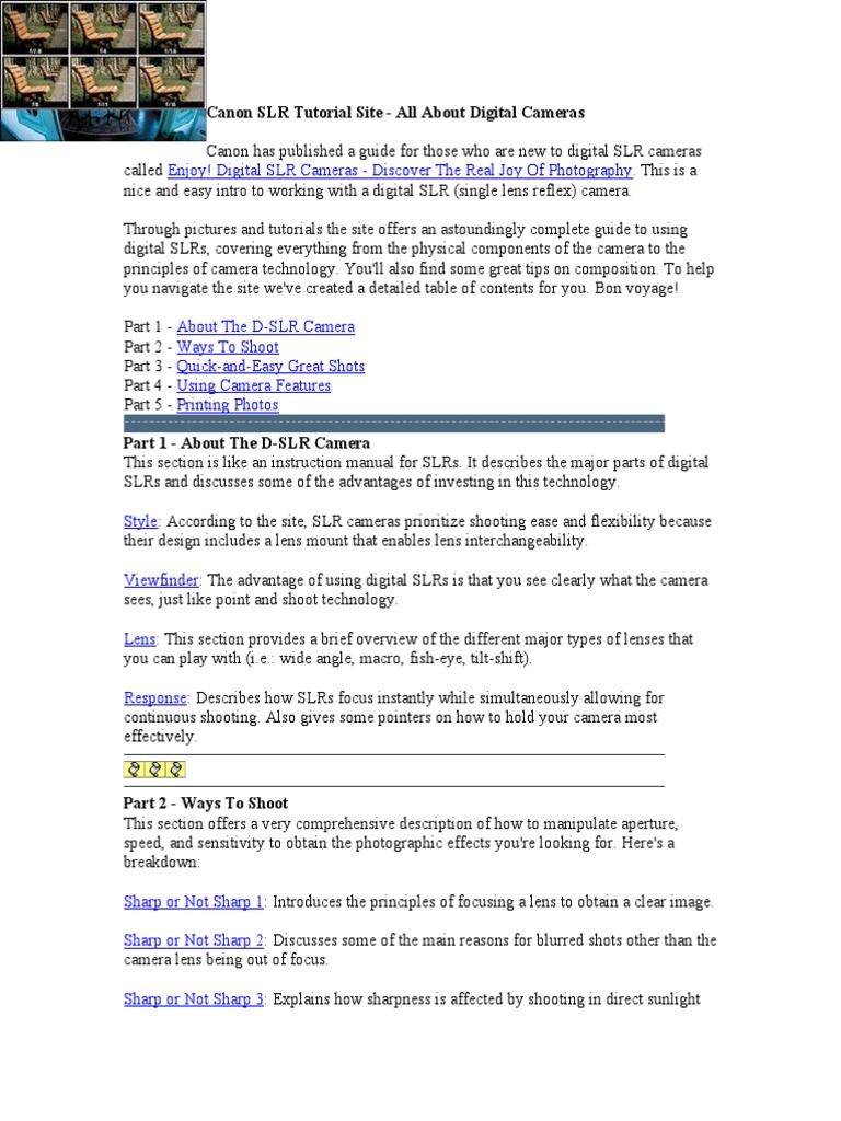 Canon Digital SLR Photography Guide | PDF | Single Lens Reflex Camera ...