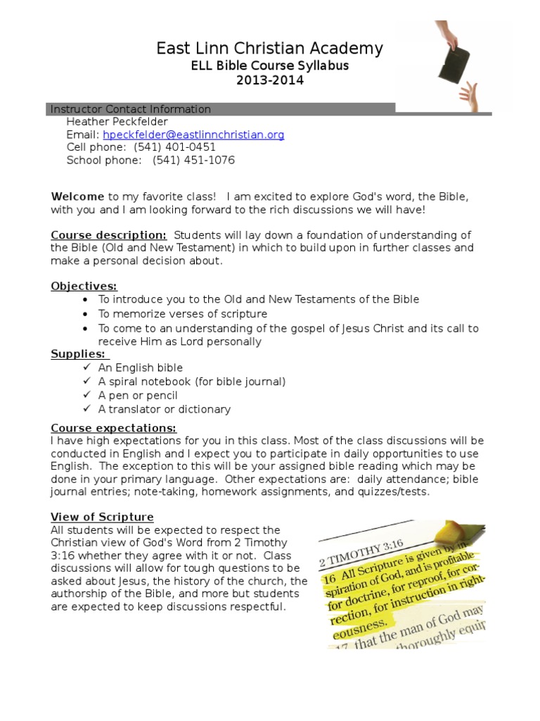 Ell Bible Syllabus | PDF | Bible | Homework