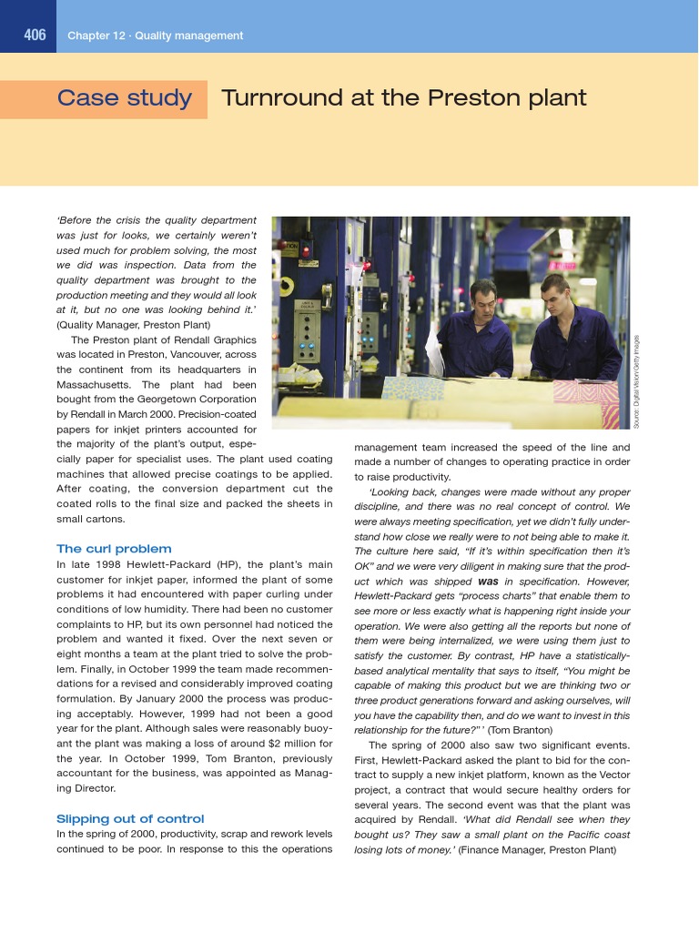 Case Study: Turnround at The Preston Plant | PDF | Hewlett Packard | Quality (Business)