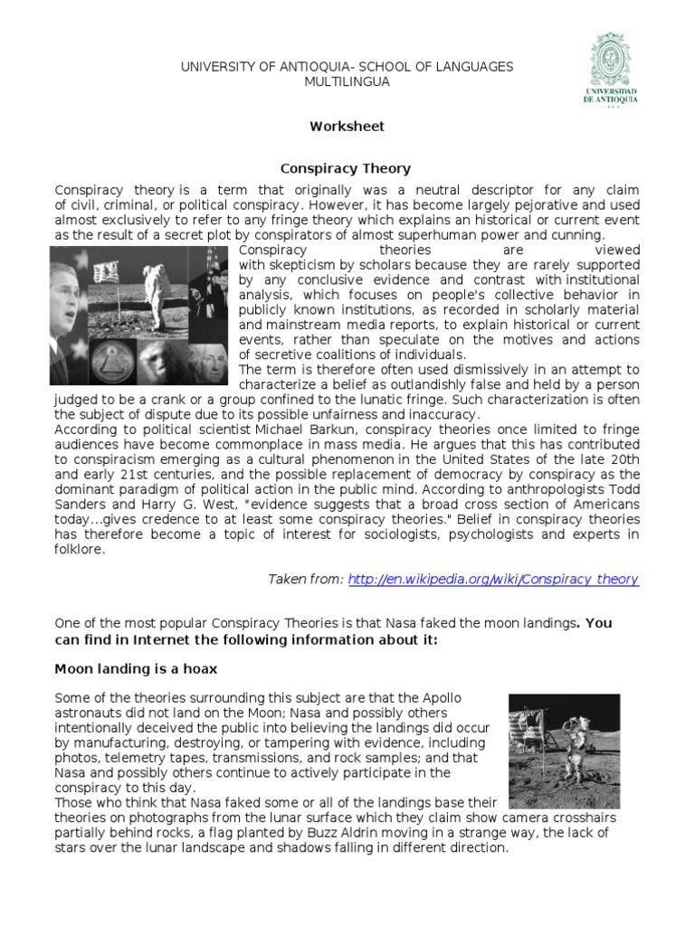 Worksheet Conspiracy Theory | Download Free PDF | Conspiracy Theory ...