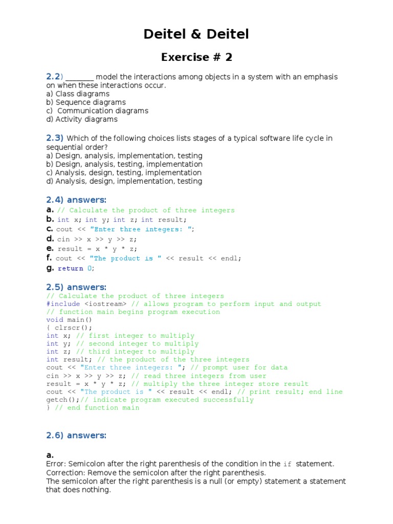 Deitel Ex2 Solved | PDF | C (Programming Language) | Integer (Computer ...