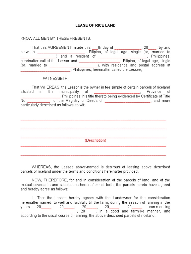 Lease of Rice Land | PDF | Lease | Common Law