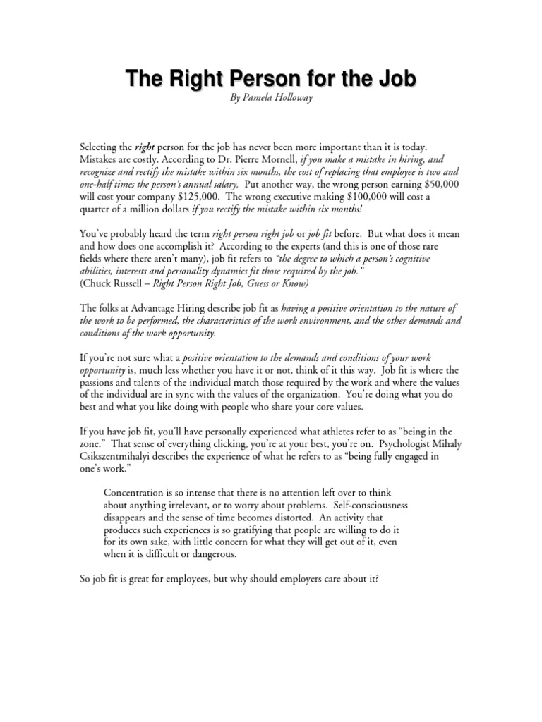 The Right Person For The Job | PDF | Competence (Human Resources ...