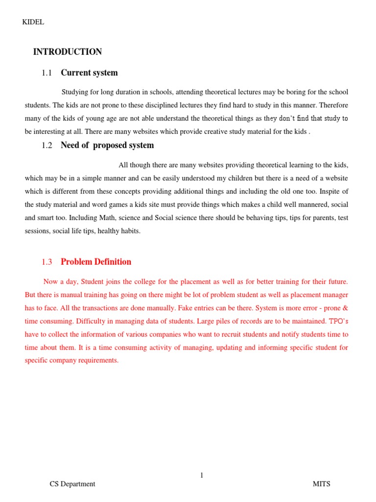 1.1 Current System: 1.3 Problem Definition | PDF | Use Case | Class ...