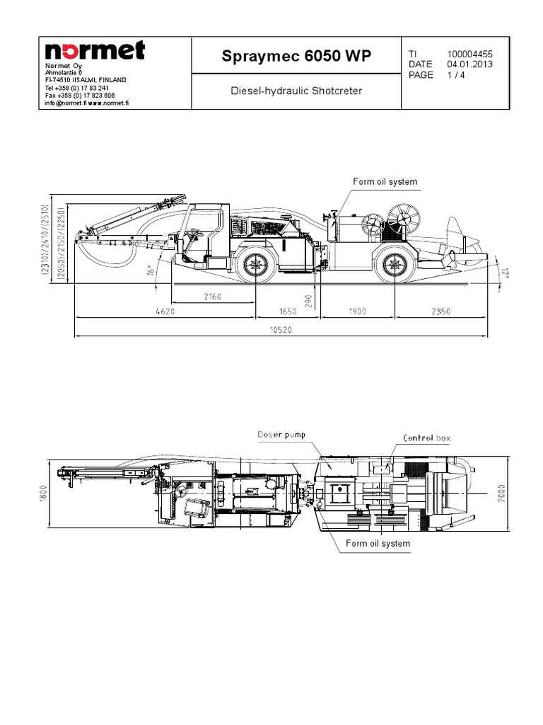 Spraymec 6050 WP Shotcreter Specs | PDF | Steering | Brake