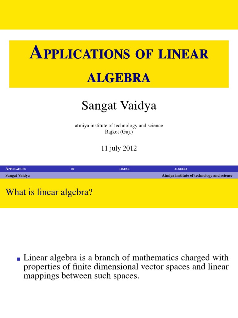 Applications of Linear Algebra | PDF | Rgb Color Model | Global ...