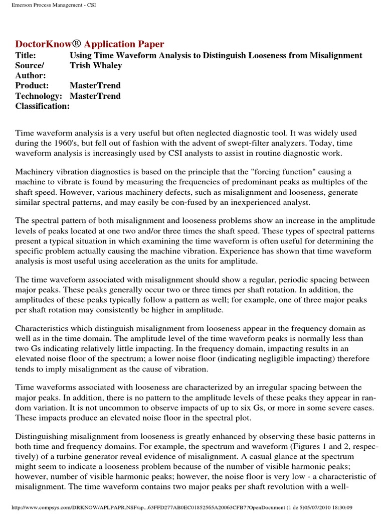 Using Time Waveform Analysis To Distinguish Looseness From Misalignment ...