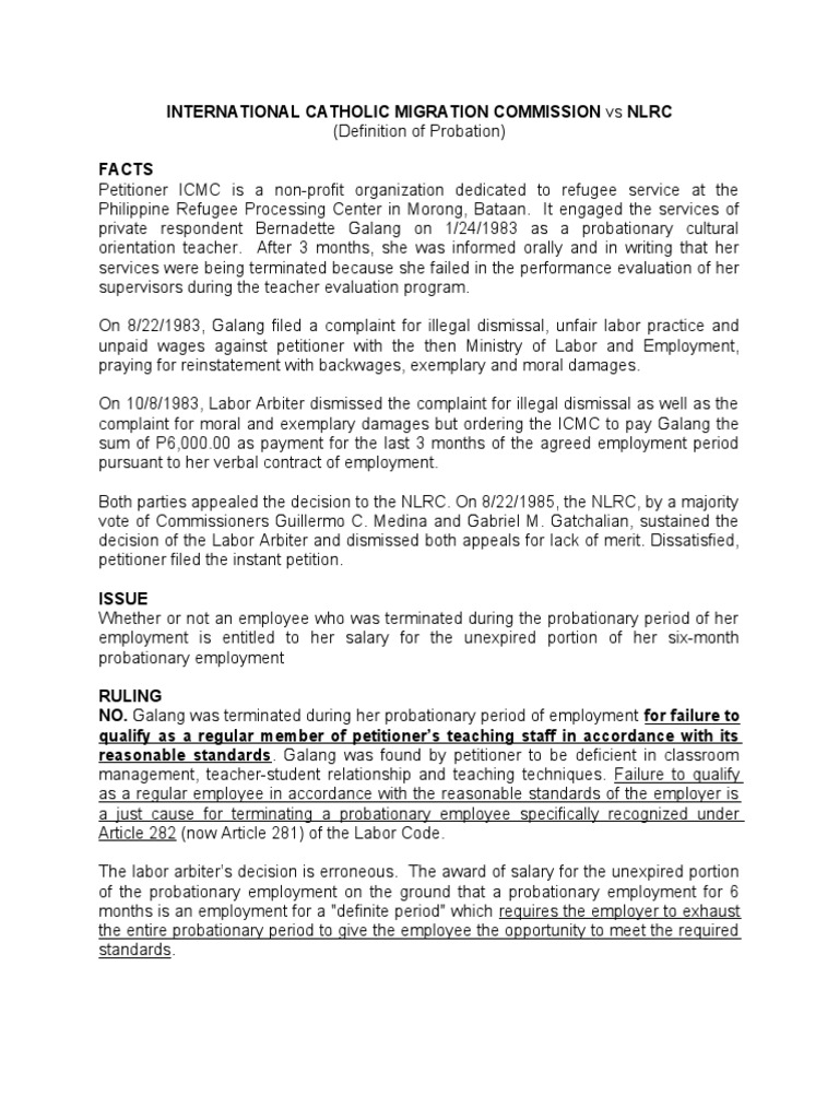 LABOR STANDARDS Case Digest Compiled 8 0 Probationary Employees | PDF ...