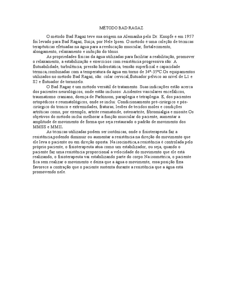 Método Bad Ragaz na Fisioterapia Aquática | PDF
