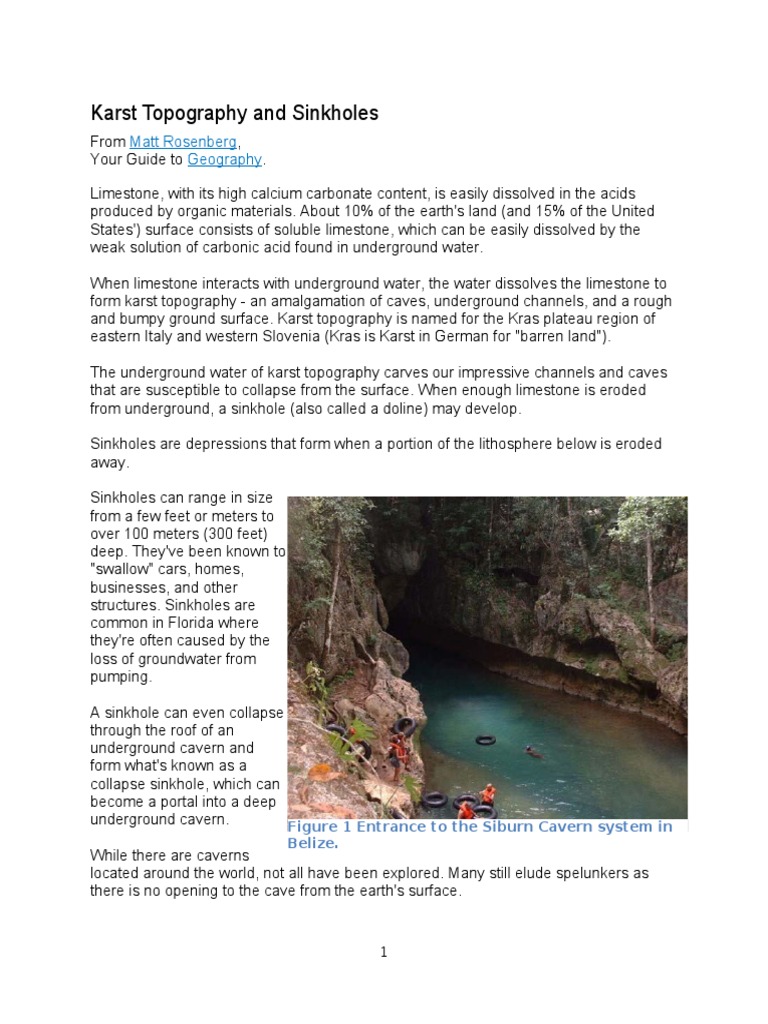 Karst Topography and Sinkholes Etc. | PDF | Sinkhole | Cave
