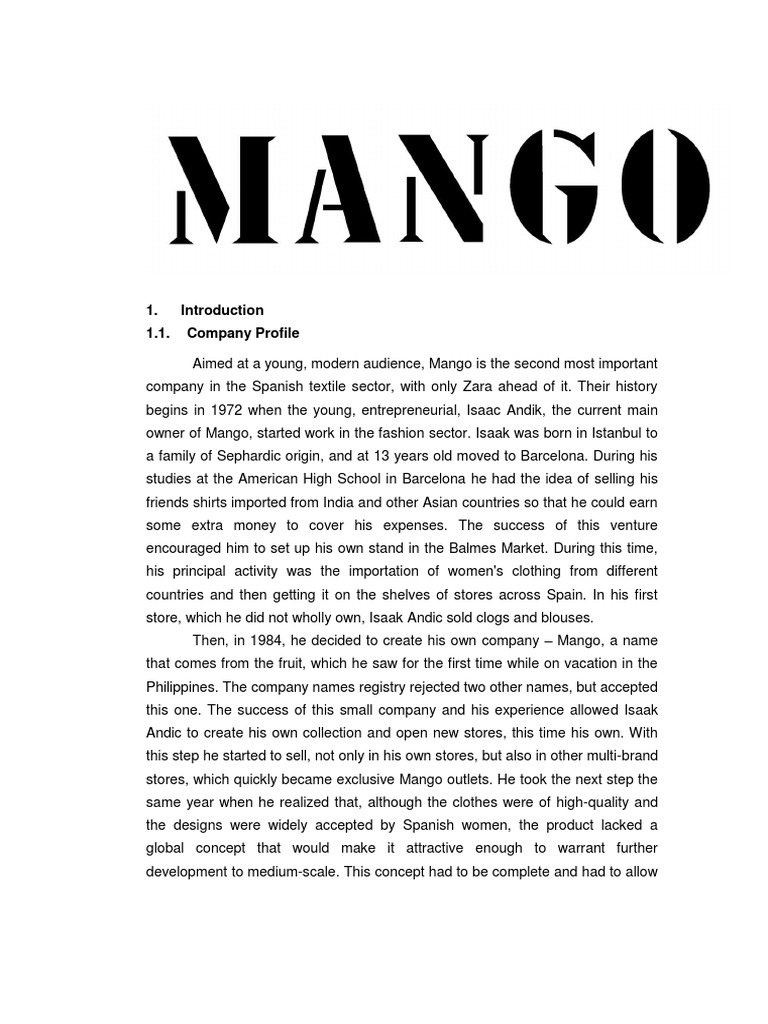 Marketing Plan of Mango | PDF | Business | Marketing