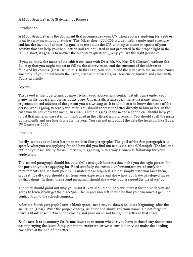How To Write A Motivation Letter? | PDF | Motivation | Motivational