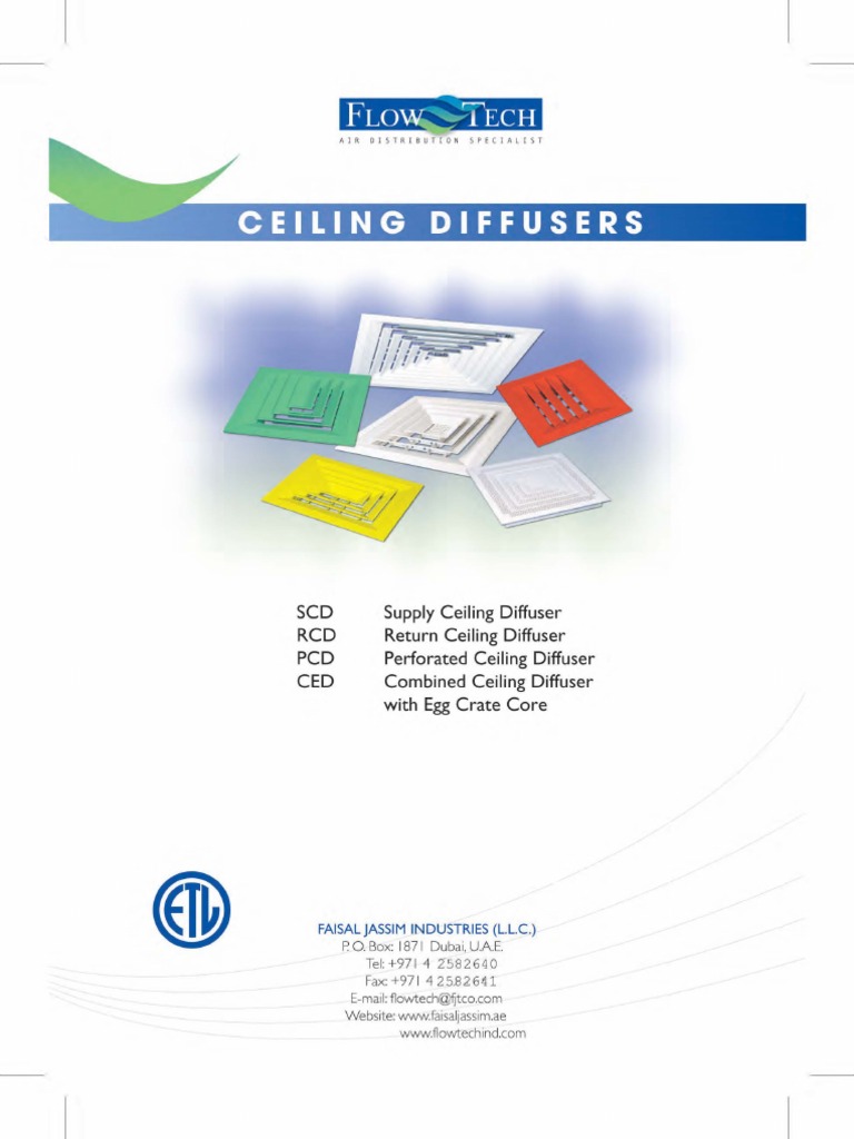 F - Ceiling Diffusers | PDF | Duct (Flow) | Hvac