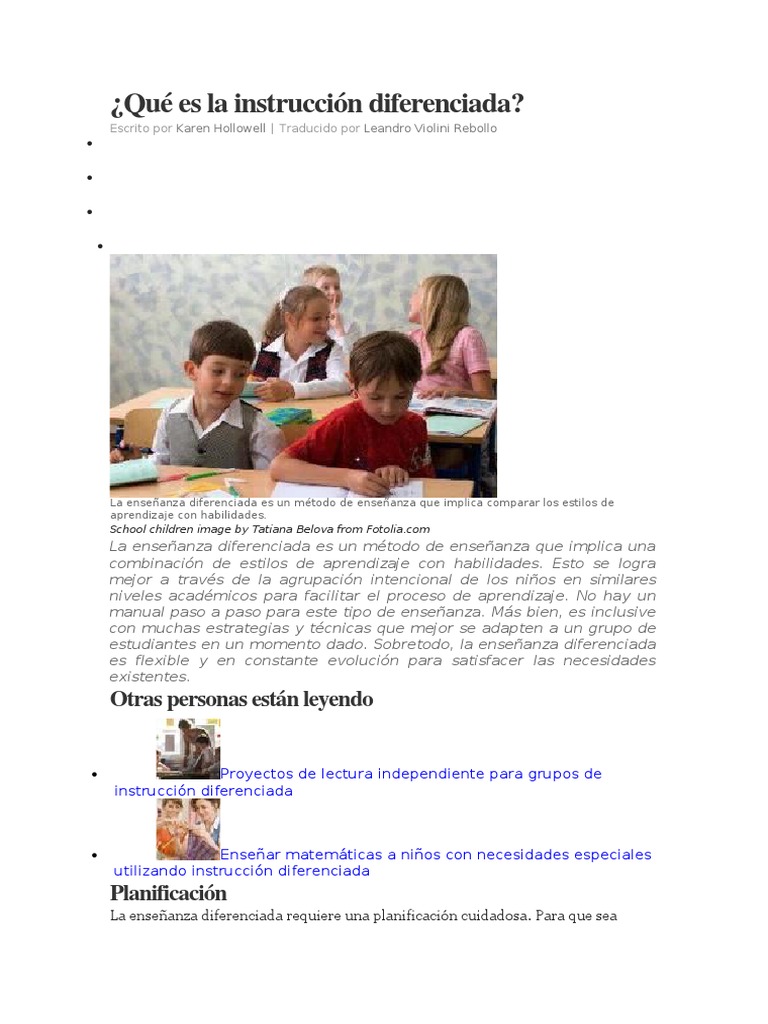 Instrucción Diferenciada en Educación | PDF | Instrucción diferenciada ...