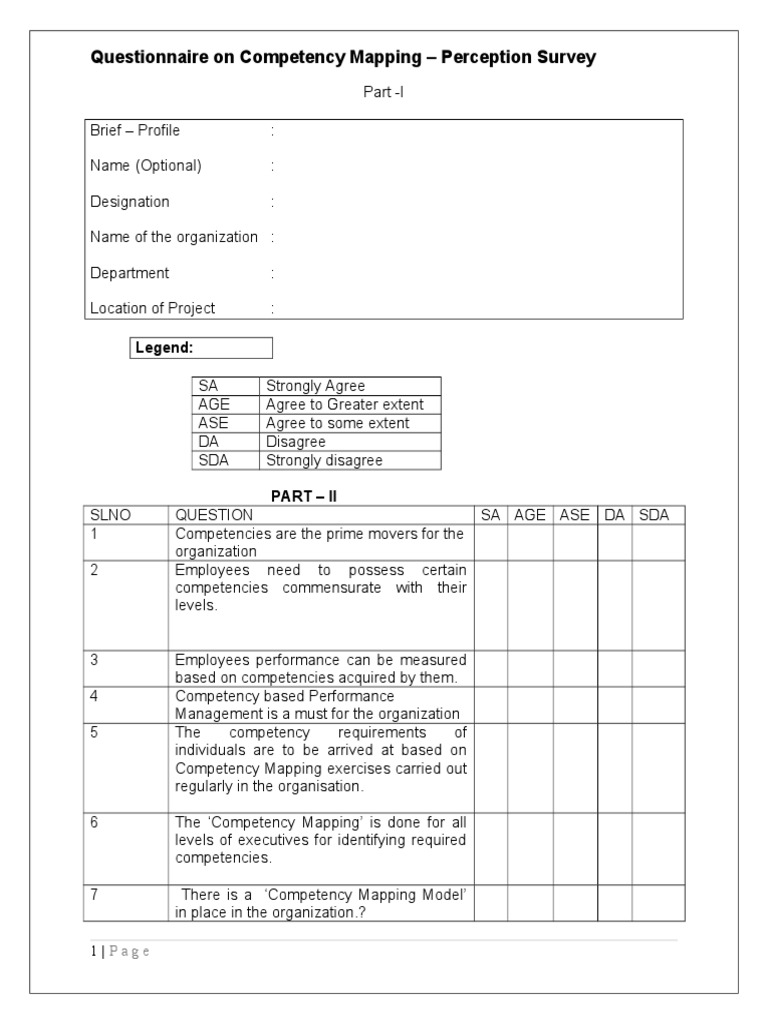 Competency Mapping PerceptionQuestionnairenird | PDF | Career & Growth