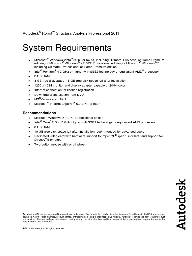 System Requirements: Autodesk Robot Structural Analysis Professional ...